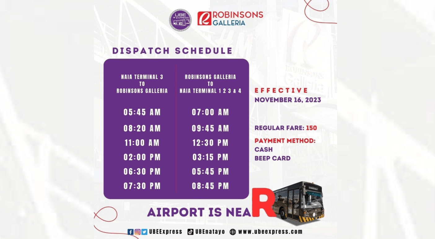 Airport travel is a breeze with Robinsons Galleria – NAIA bus services