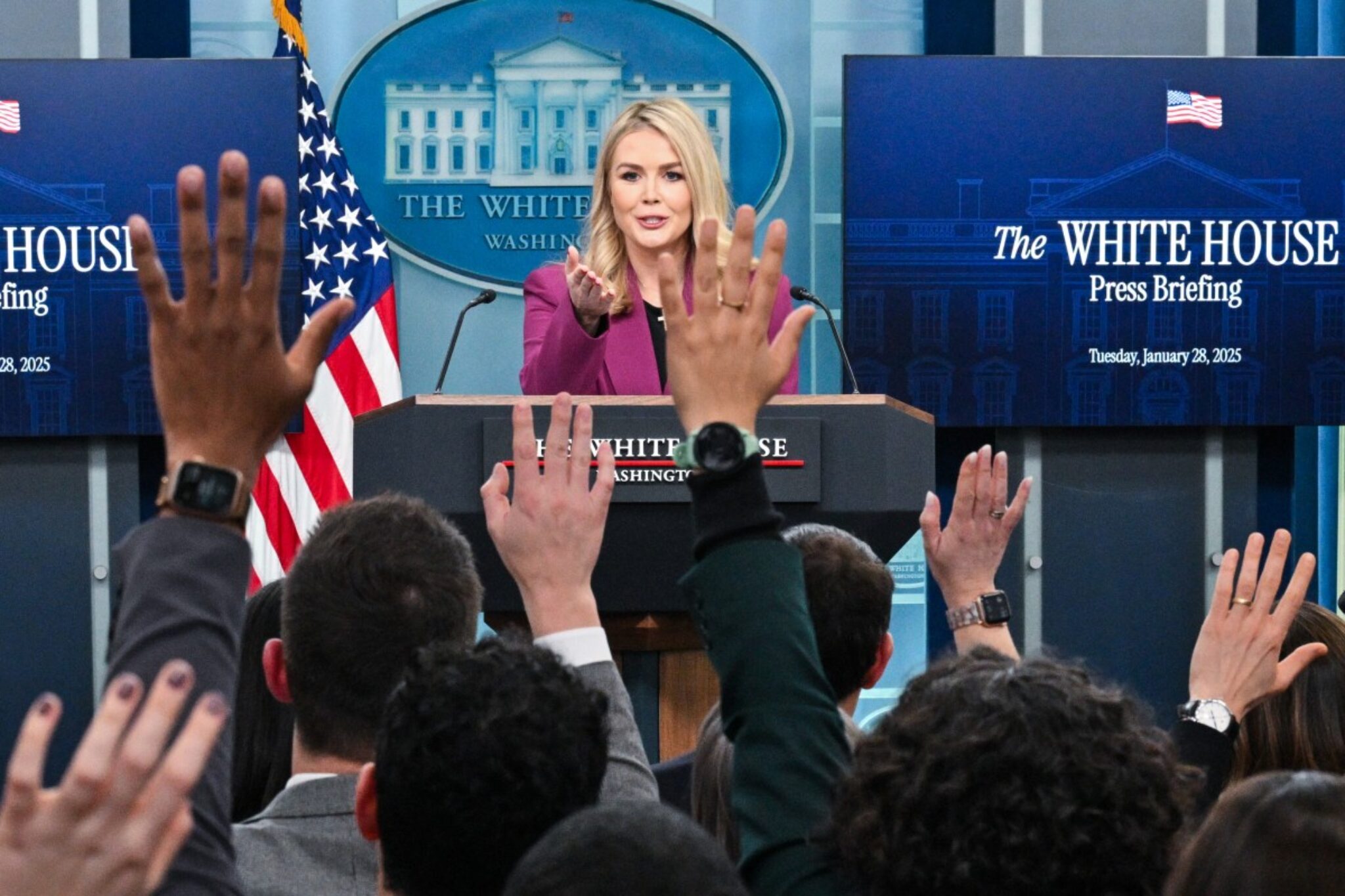 Trump's 'Gen Z' press secretary makes podium debut