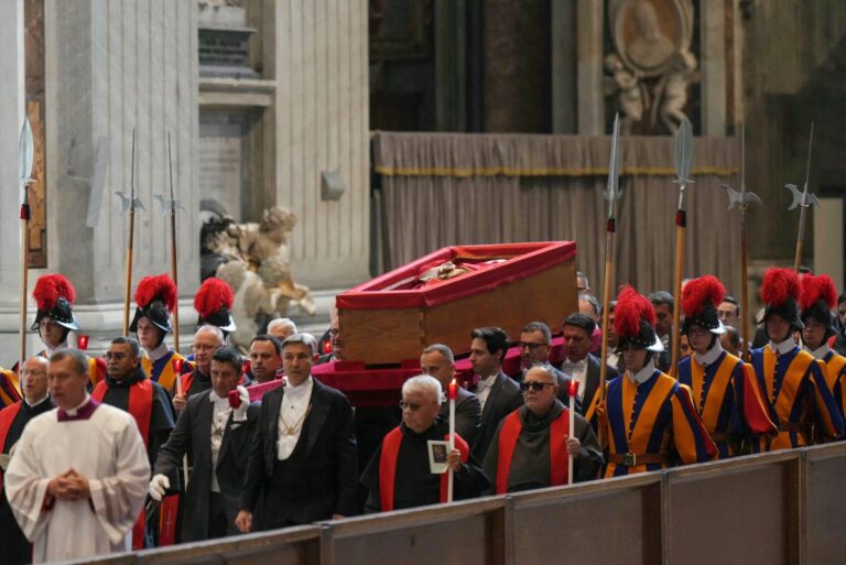 Pope Francis' coffin arrives in St. Peter's to lie in state