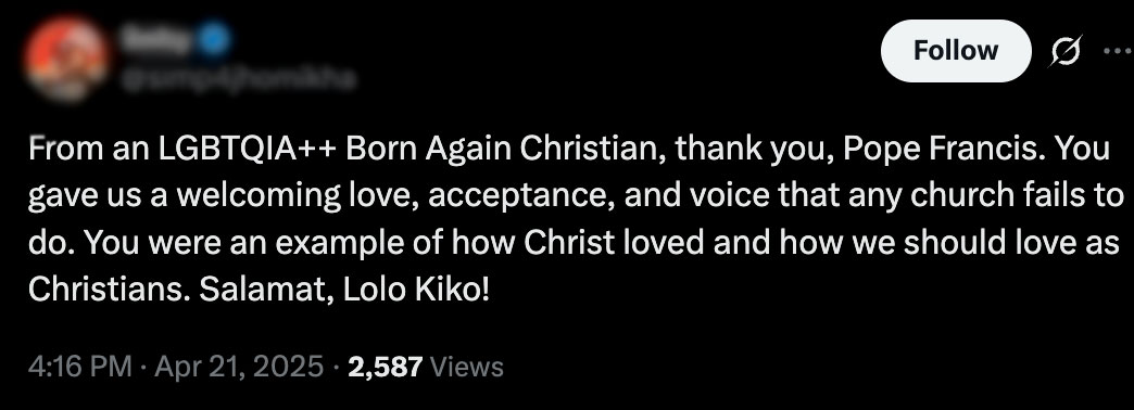 ‘Thank you Lolo Kiko’: Filipinos’ outpouring love for Pope Francis