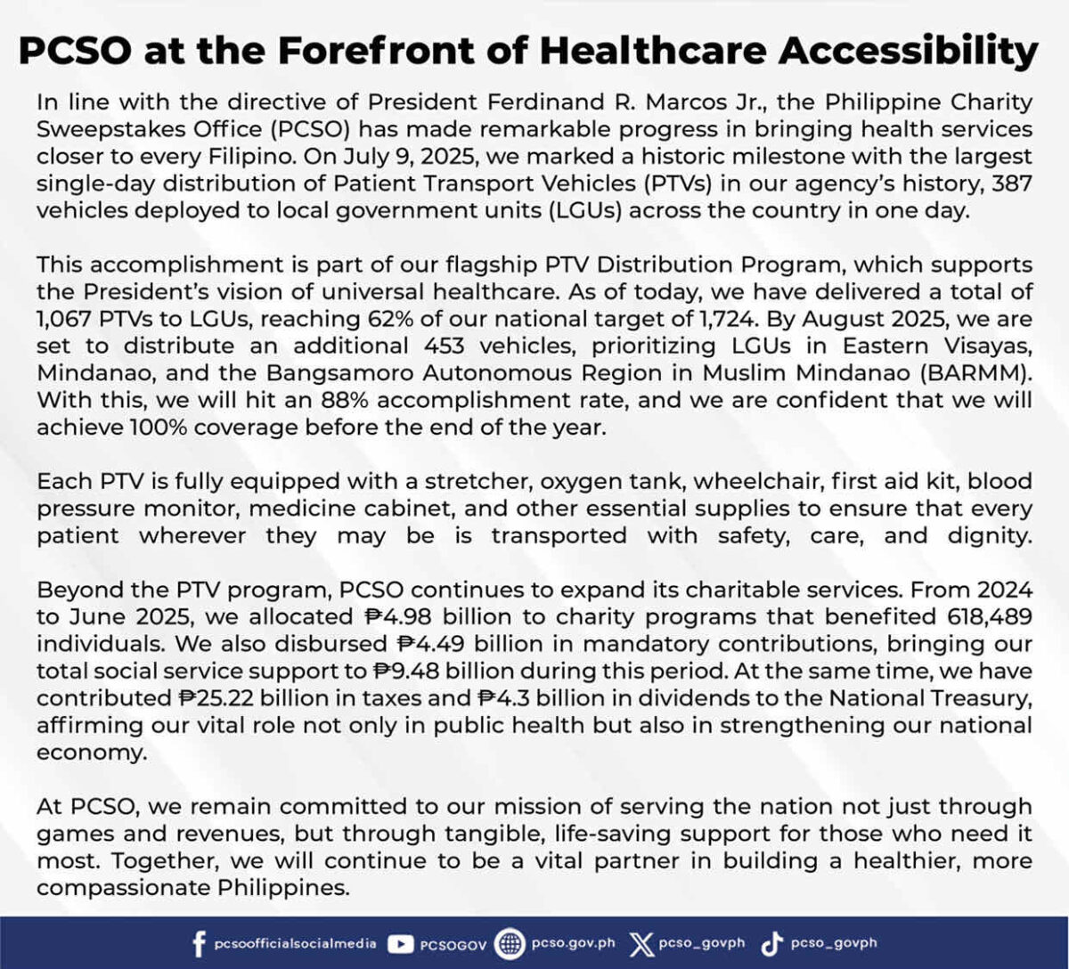 PCSO at the forefront of healthcare accessibility