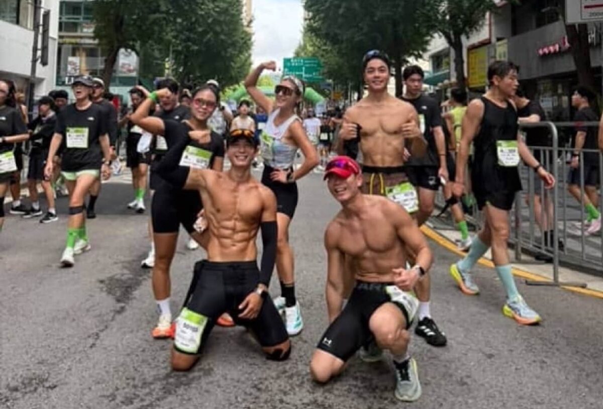 Shirtless joggers are frowned upon in Korea, but some push back