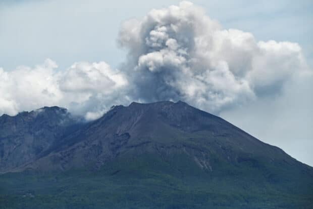 Ashfall warning as Sakurajima volcano in Japan erupts