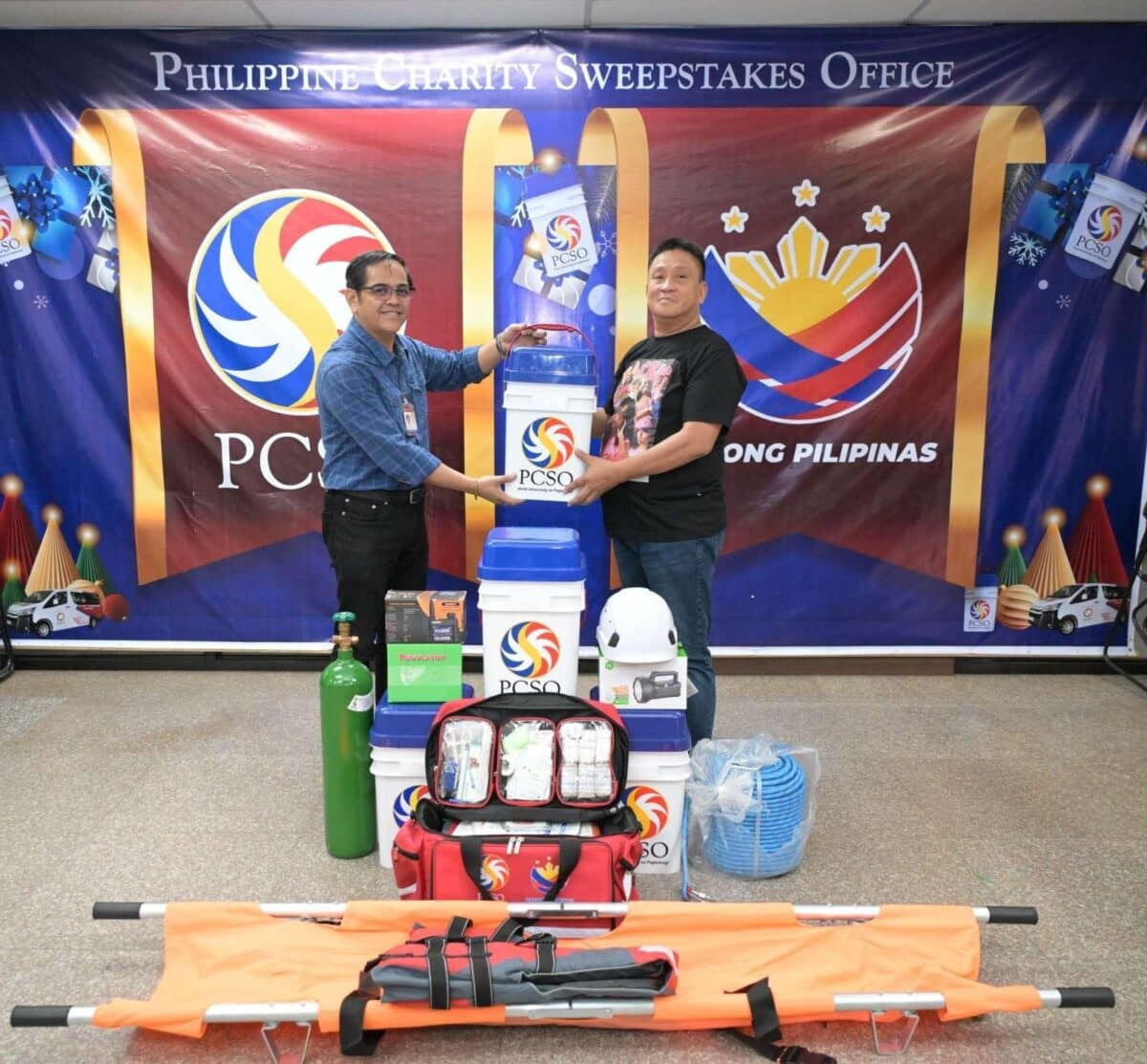 PCSO turns over food packs, emergency equipment to San Pablo LGU